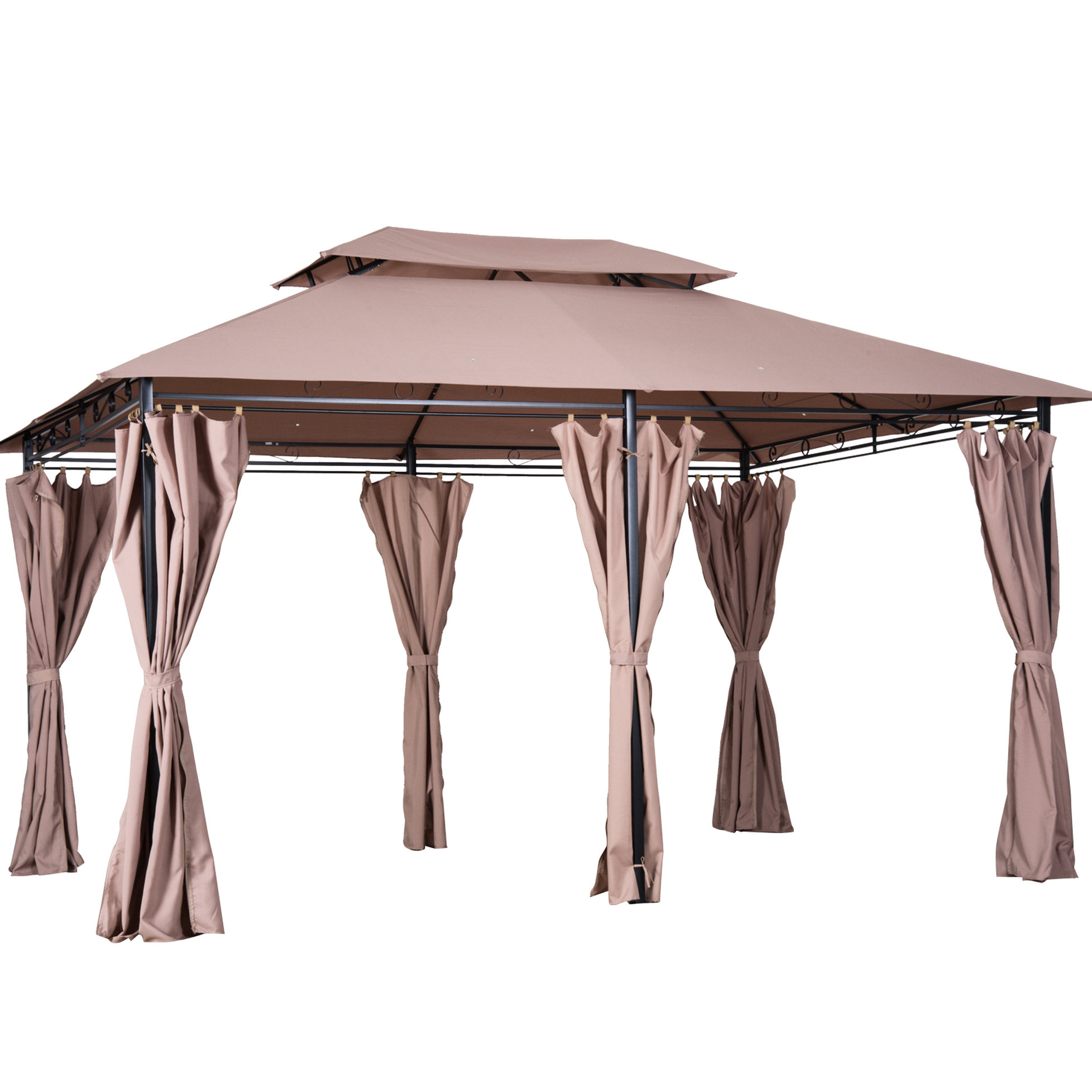 Latitude Run® Steel Frame Gazebo 10' X 13', Khaki, For Backyard And ...
