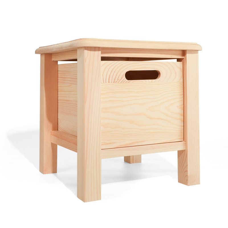 Millwood Pines Dorislee Solid Wood Storage Stool with Drawer, Accent ...