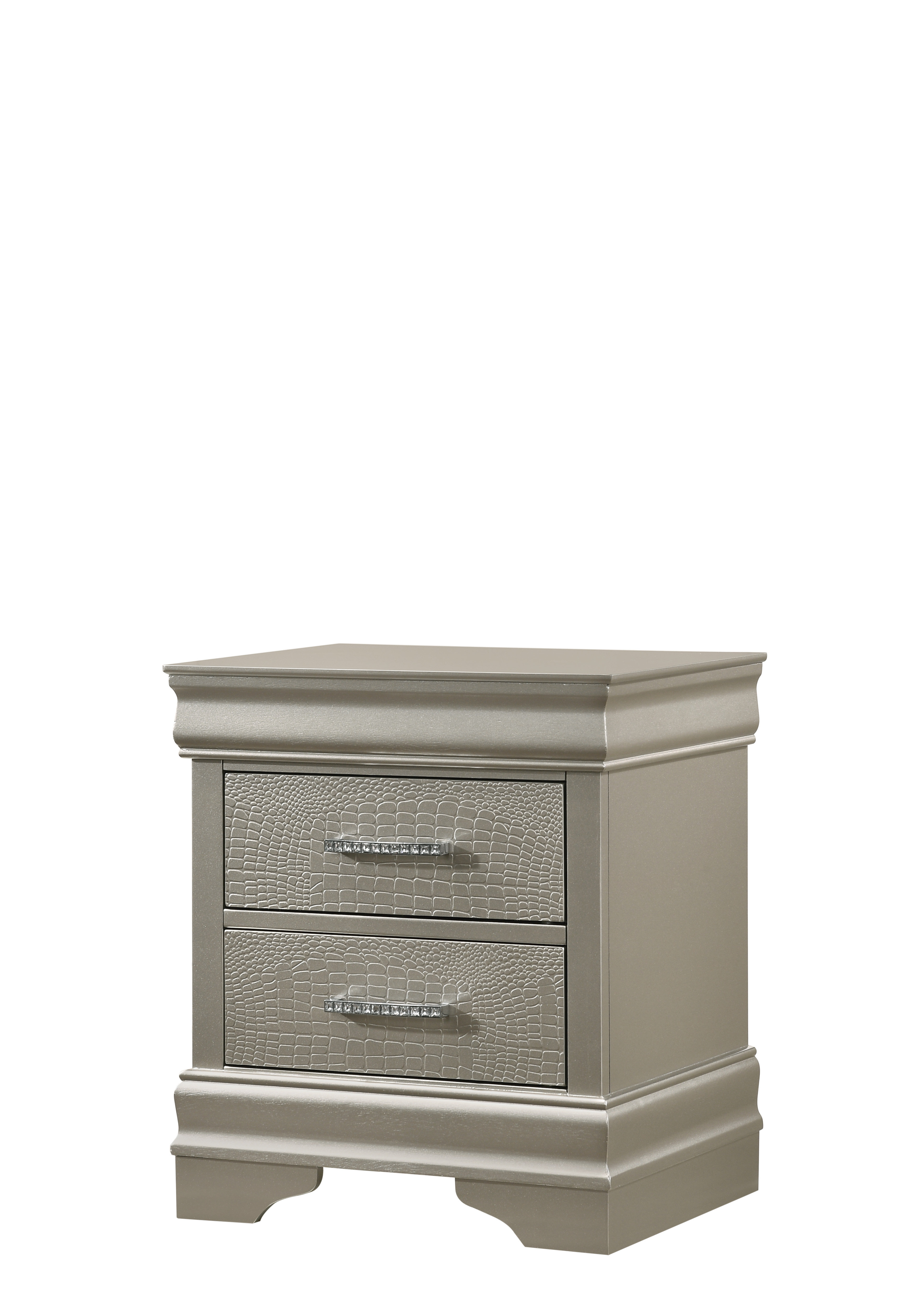 House of Hampton® Modern Glam Style Two Drawers Nightstand Champagne ...