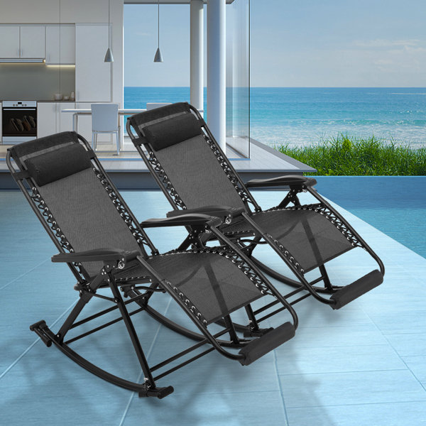 Arlmont & Co. Ocella Foldable Zero Gravity Lounge Chairs, Outdoor Patio ...