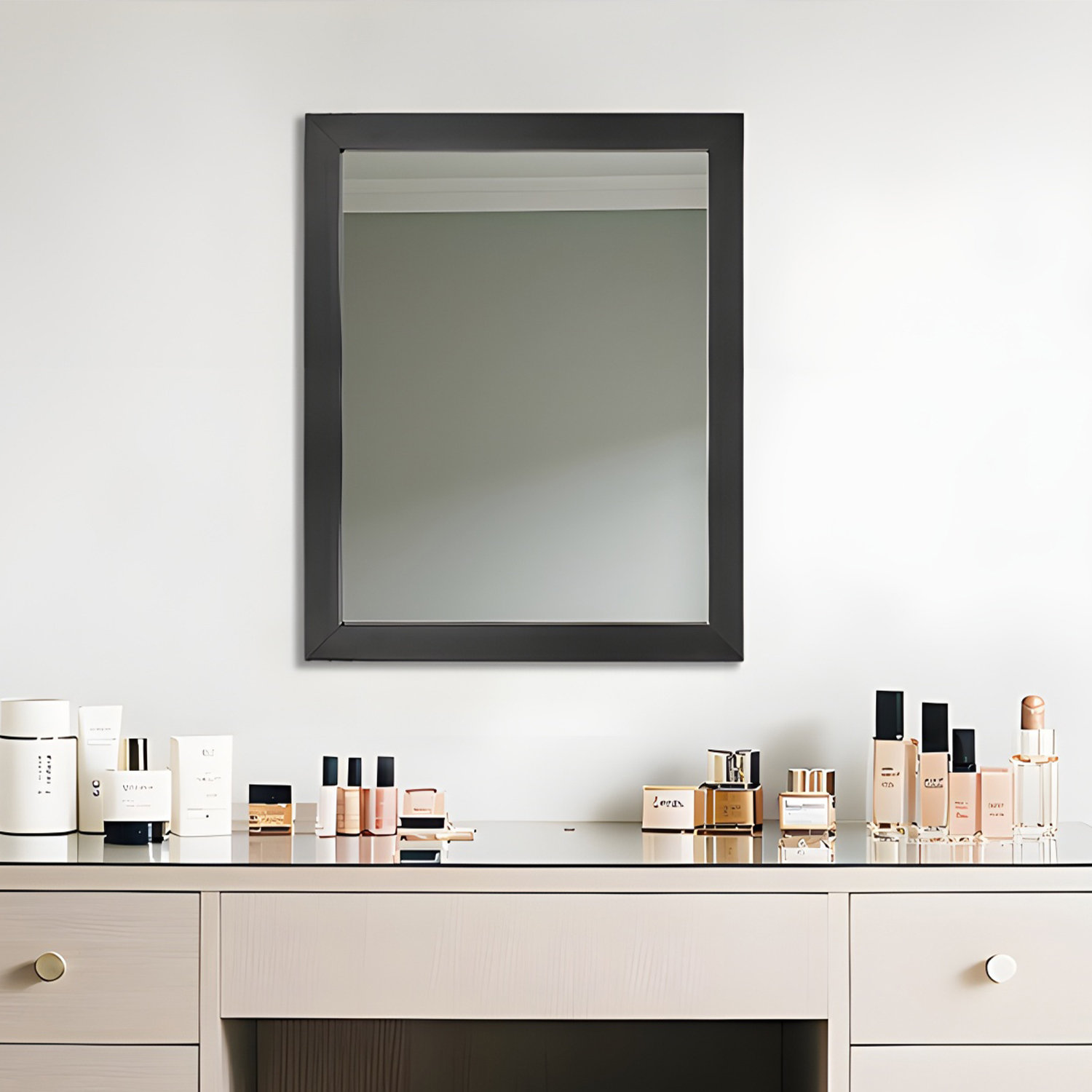 Ebern Designs Wood Grain Rectangular Wall Mirror With PS Frame ...
