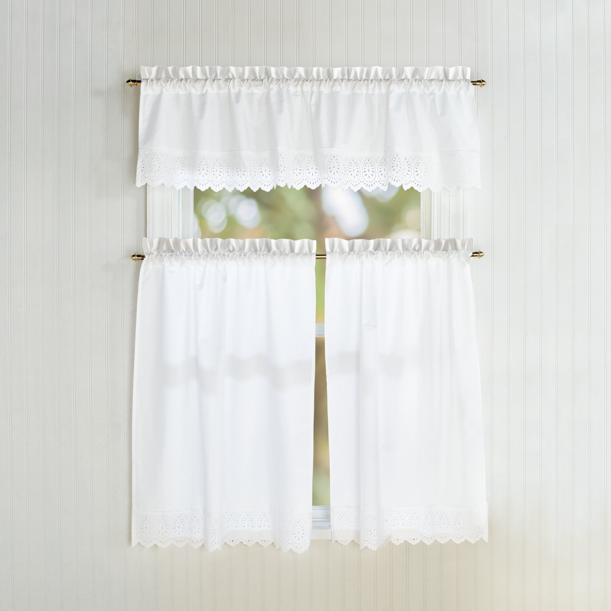 Dakota Fields Caryn Penny Eyelet 56" Tailored Window Valance In White & Reviews | Wayfair