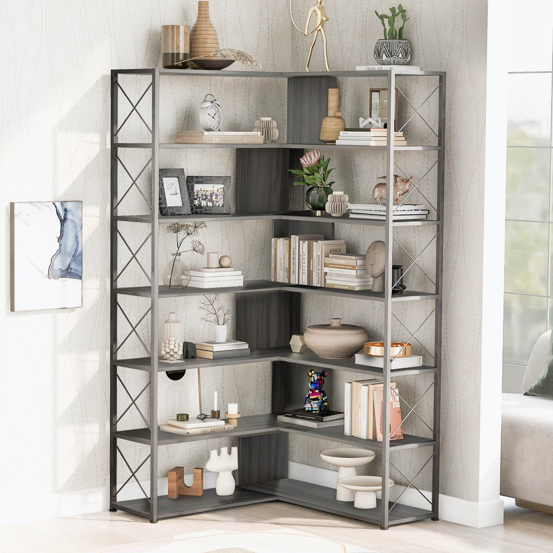 Gracie Oaks Sierrah Corner Bookcase | Wayfair