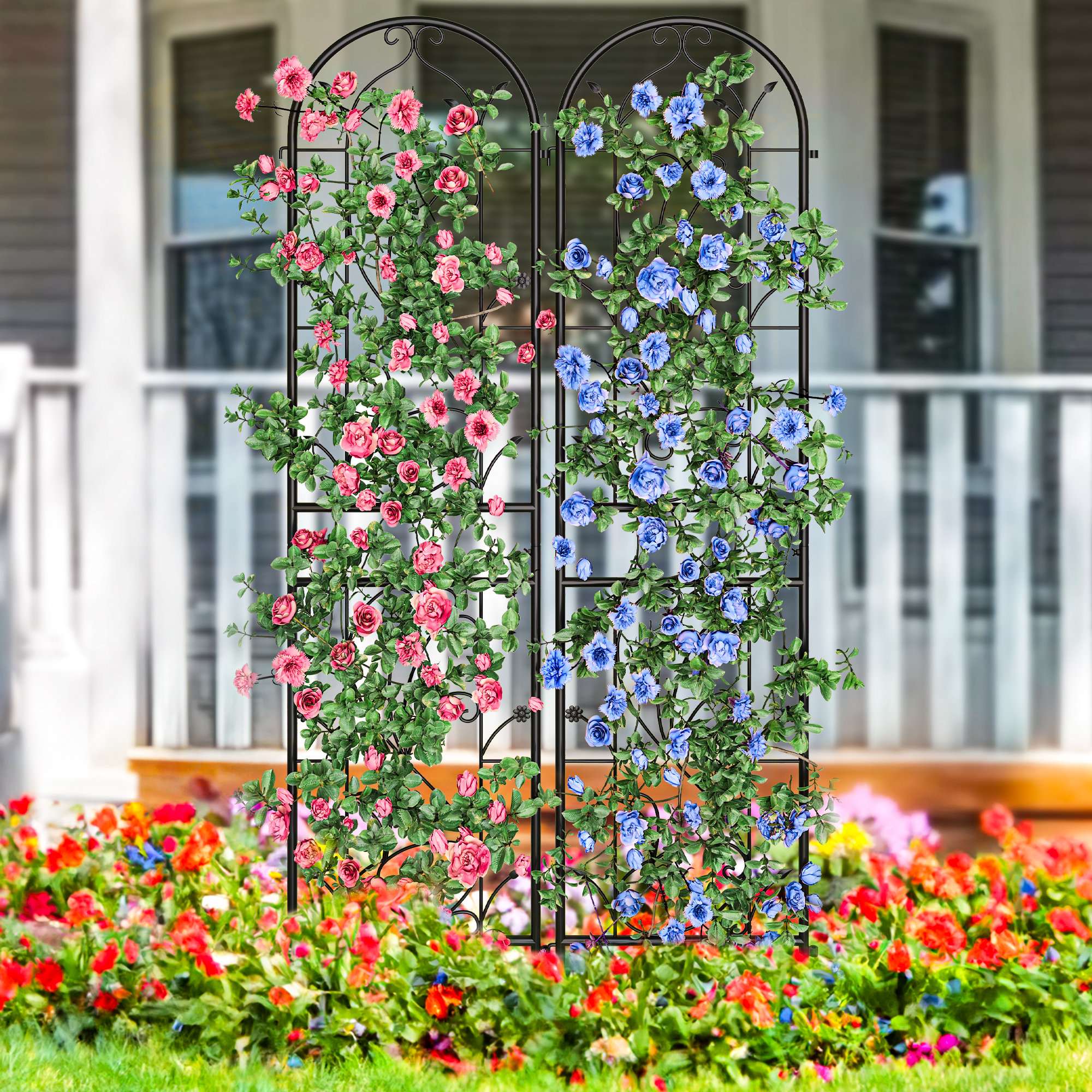 Winston Porter Rearic 87.00'' H x 20.00'' W Metal Arched Trellis Side ...