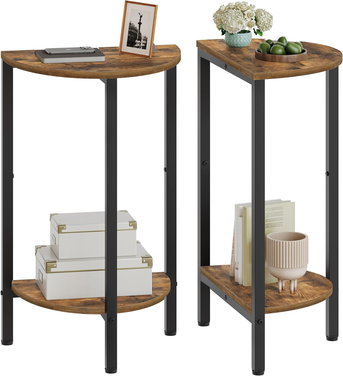 17 Stories End Tables Set Of 2, Half Round Side Tables, Half Moon Table ...