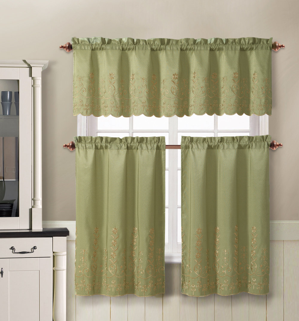 Winston Porter Justilia Floral Swag 57" Kitchen Curtain | Wayfair