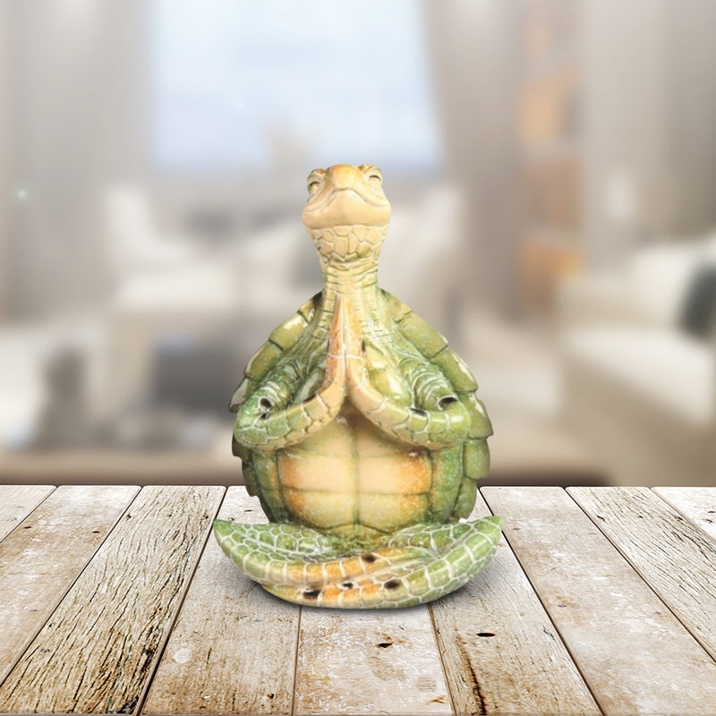 Trinx Jayza 6.75"H Green Sea Turtle of Yoga Lotus Pose Figurine Unique ...