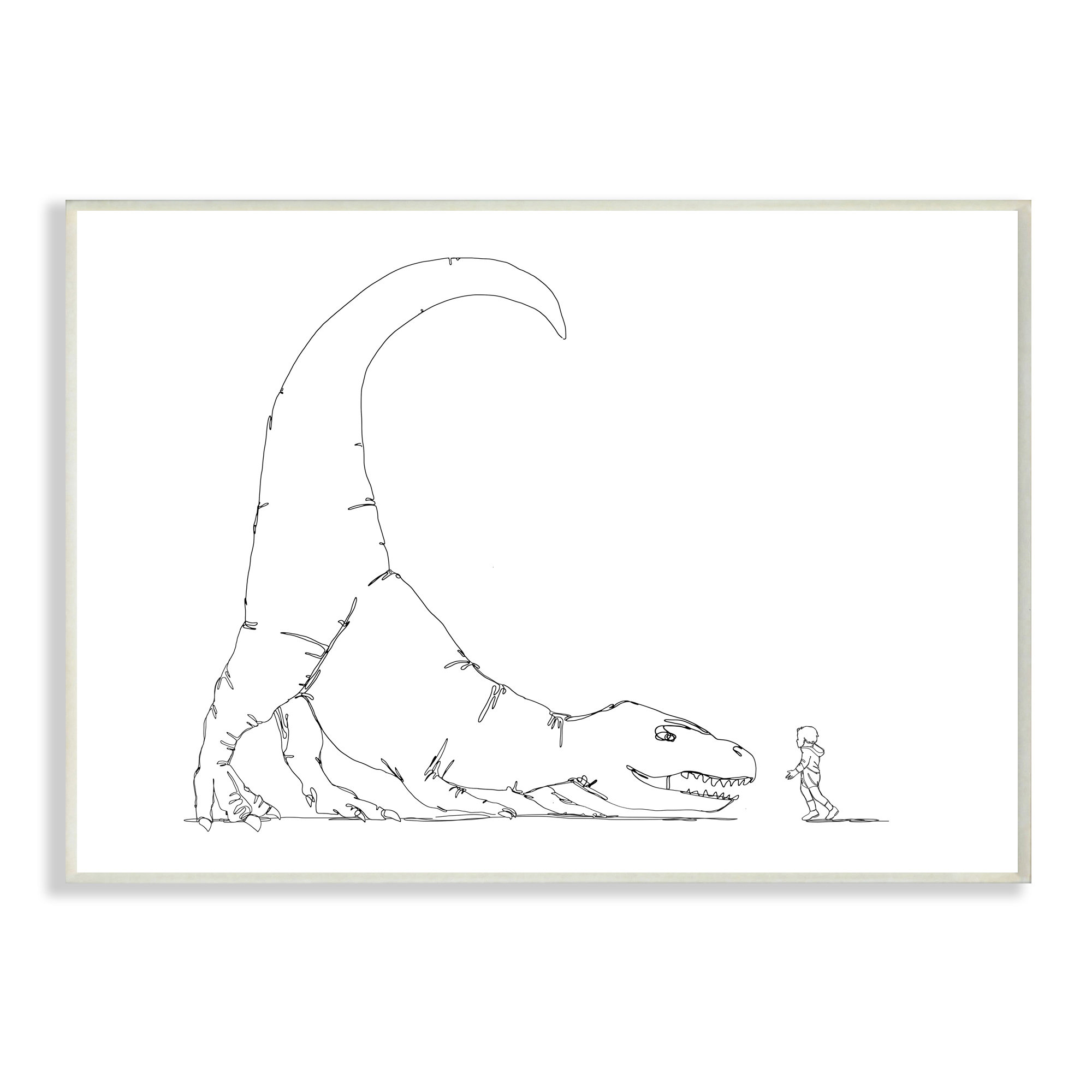 Trinx Dinosaur T-Rex And Boy Line Drawing Minimal - Wayfair Canada
