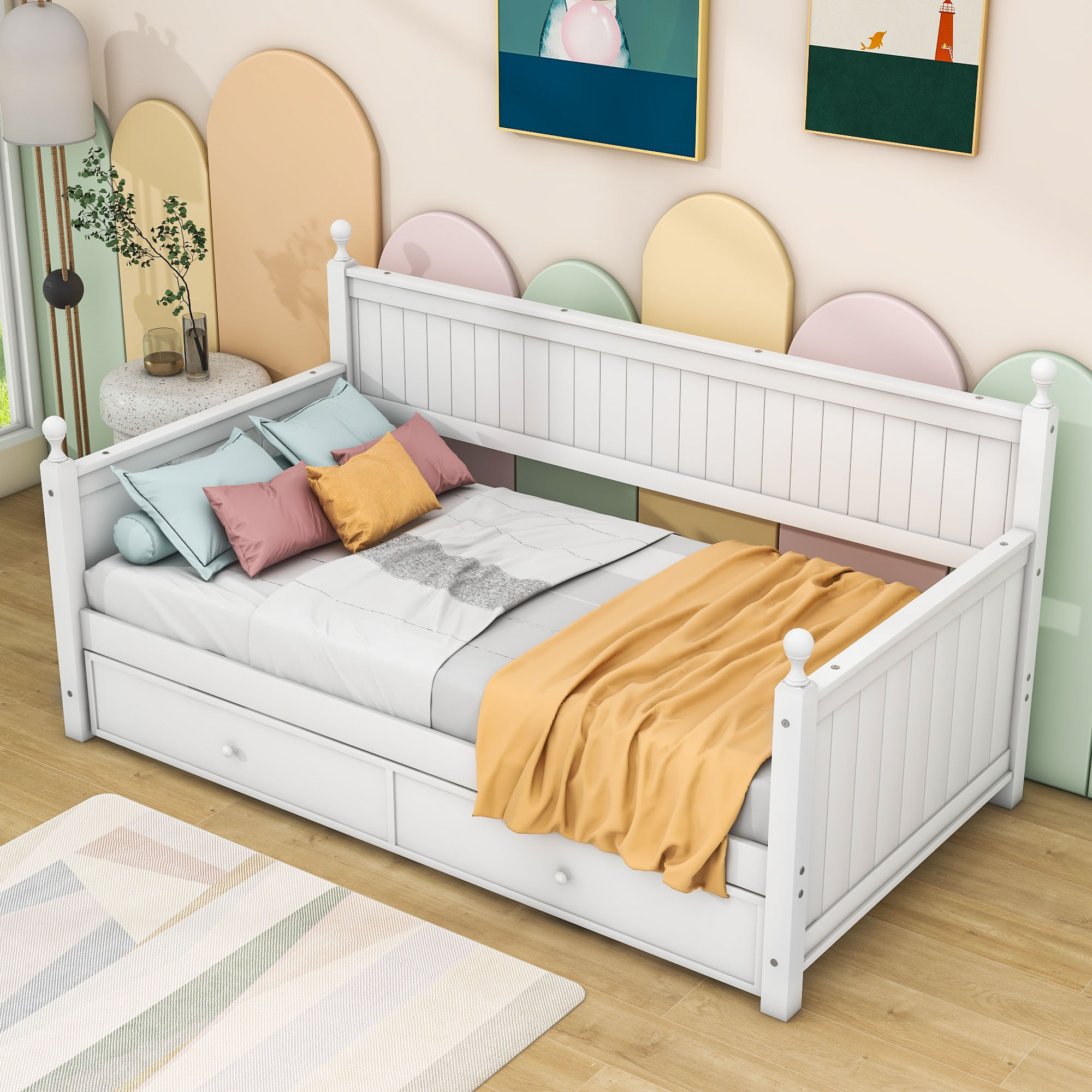 Harriet Bee Dalena Twin Size Wood Daybed with Trundle & Reviews ...