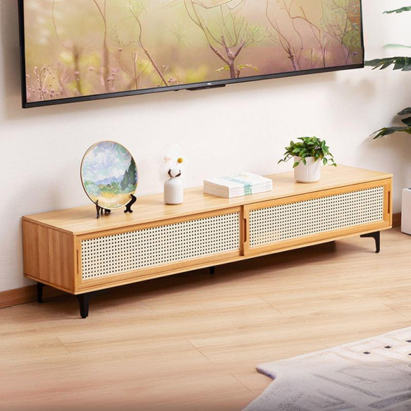 Bay Isle Home™ Bamboo TV Stand 2 Doors with Sliding Door, Modern ...