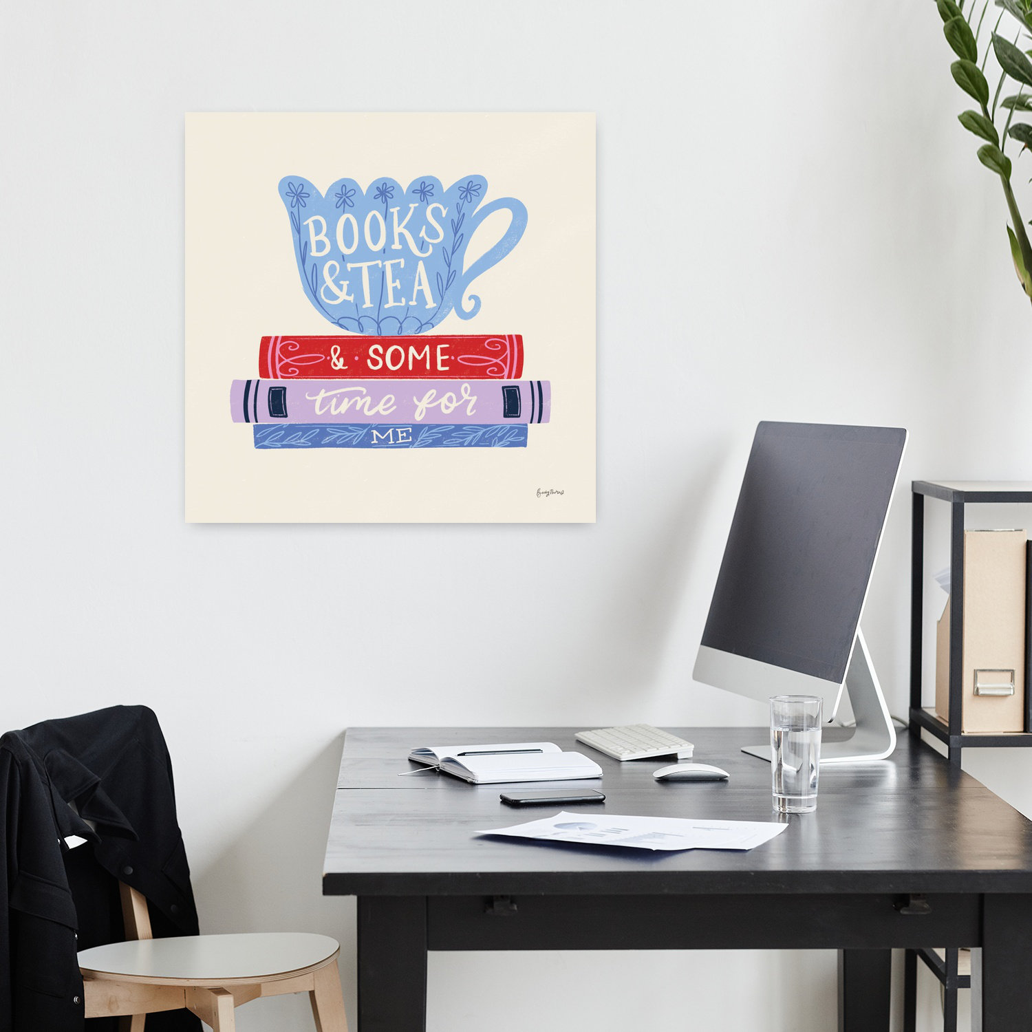 Latitude Run® Contemporary Bookish Iv With Blue Book Art | Wayfair