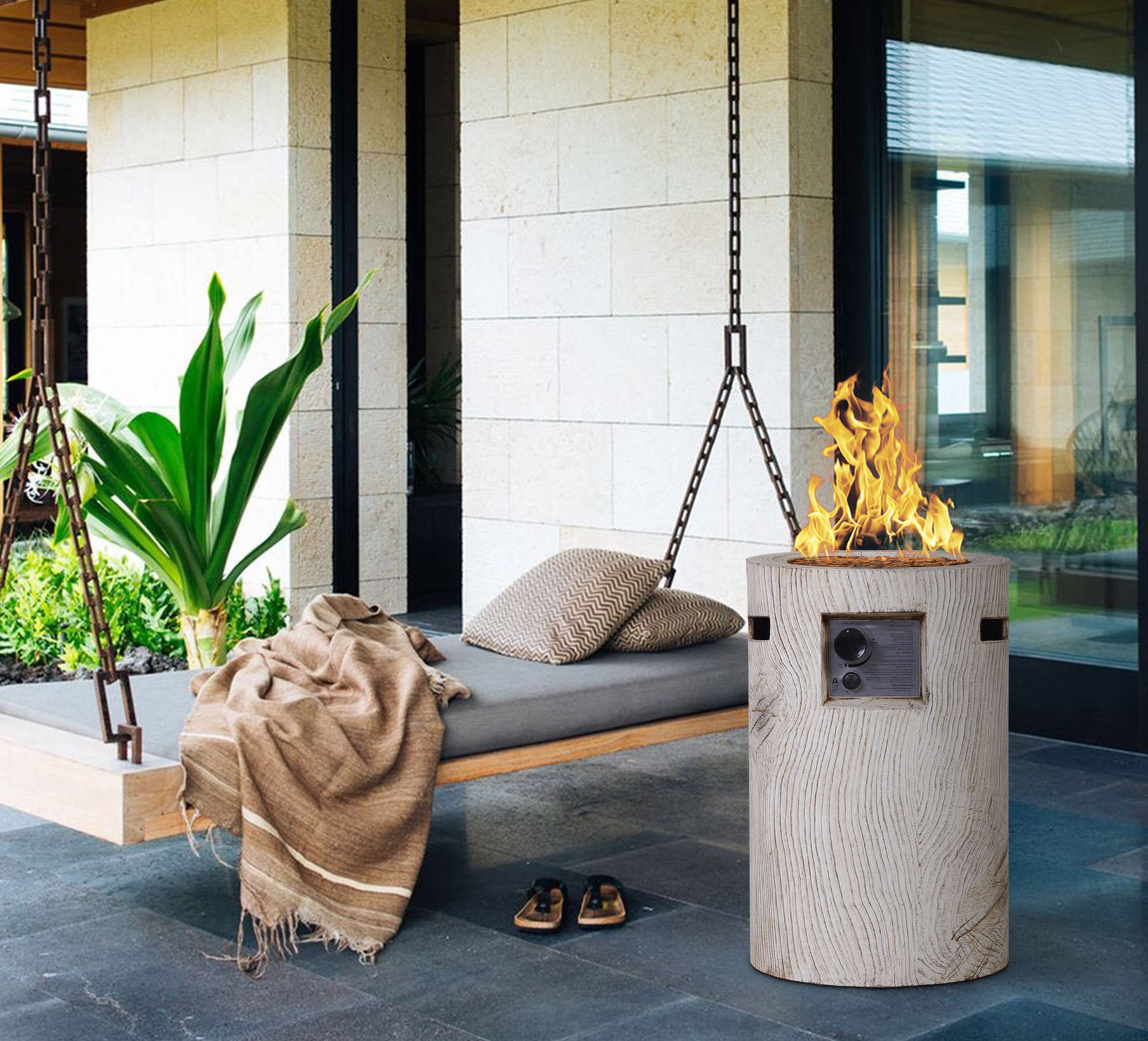 Foundry Select 25" H x 16" W Magnesium Oxide Propane Outdoor Fire ...