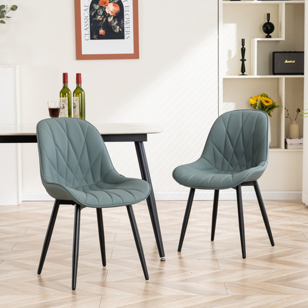 George Oliver Chardee Tufted Upholstered Dining Chairs Faux Leather ...