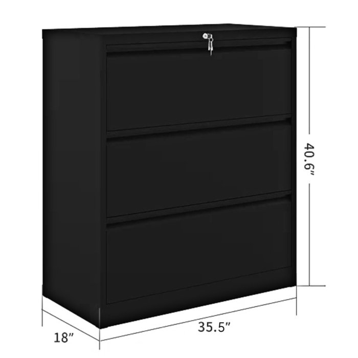 Latitude Run® Ferrier 35.58'' Wide 3 - Drawer Steel Filing Storage ...