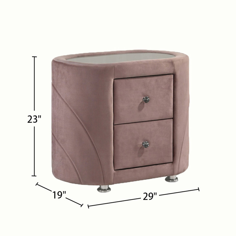 Everly Quinn Velvet Upholstered Nightstand with 2 Drawers | Wayfair
