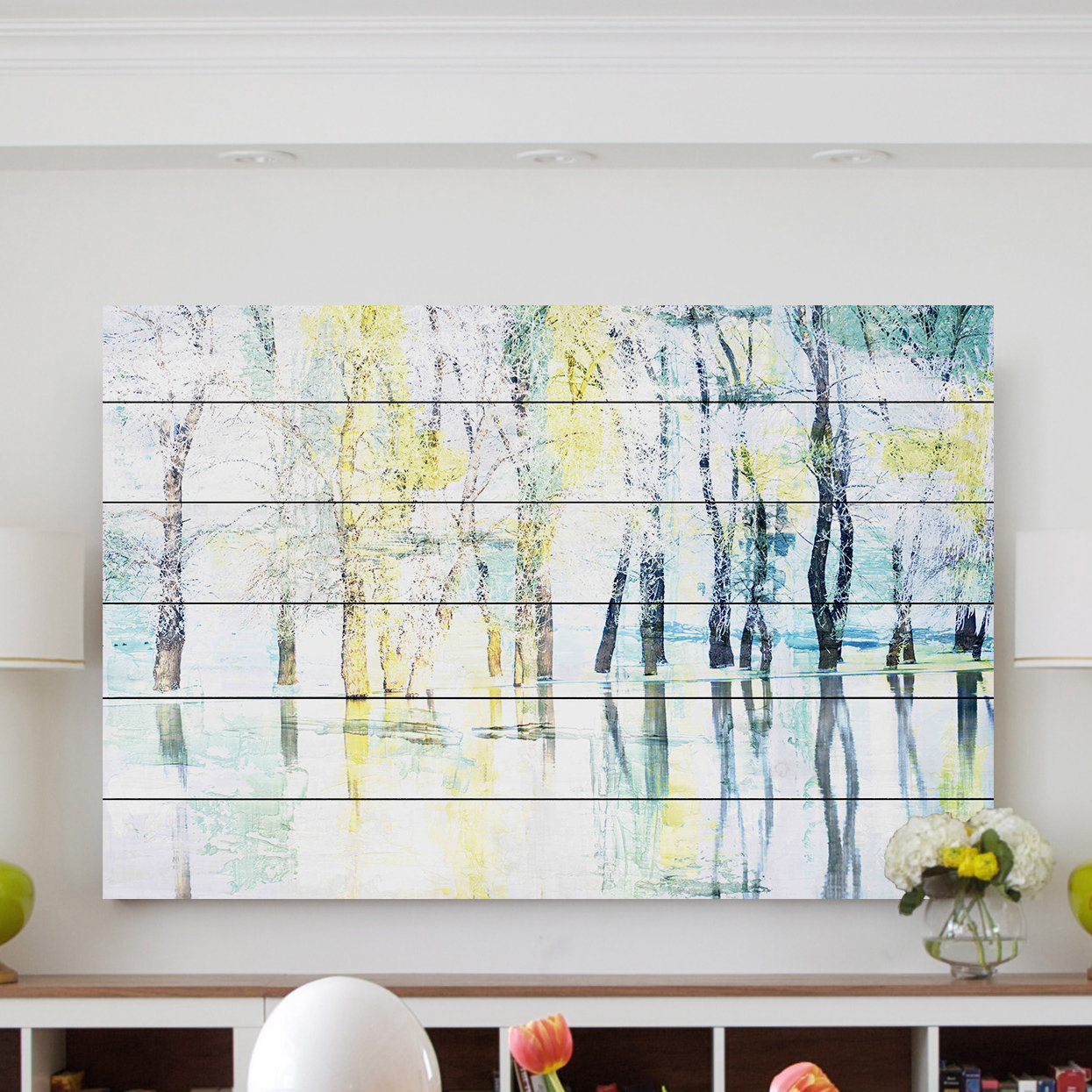 Parvez Taj 'Yellow Haze' by Parvez Taj Painting Print on White Wood ...