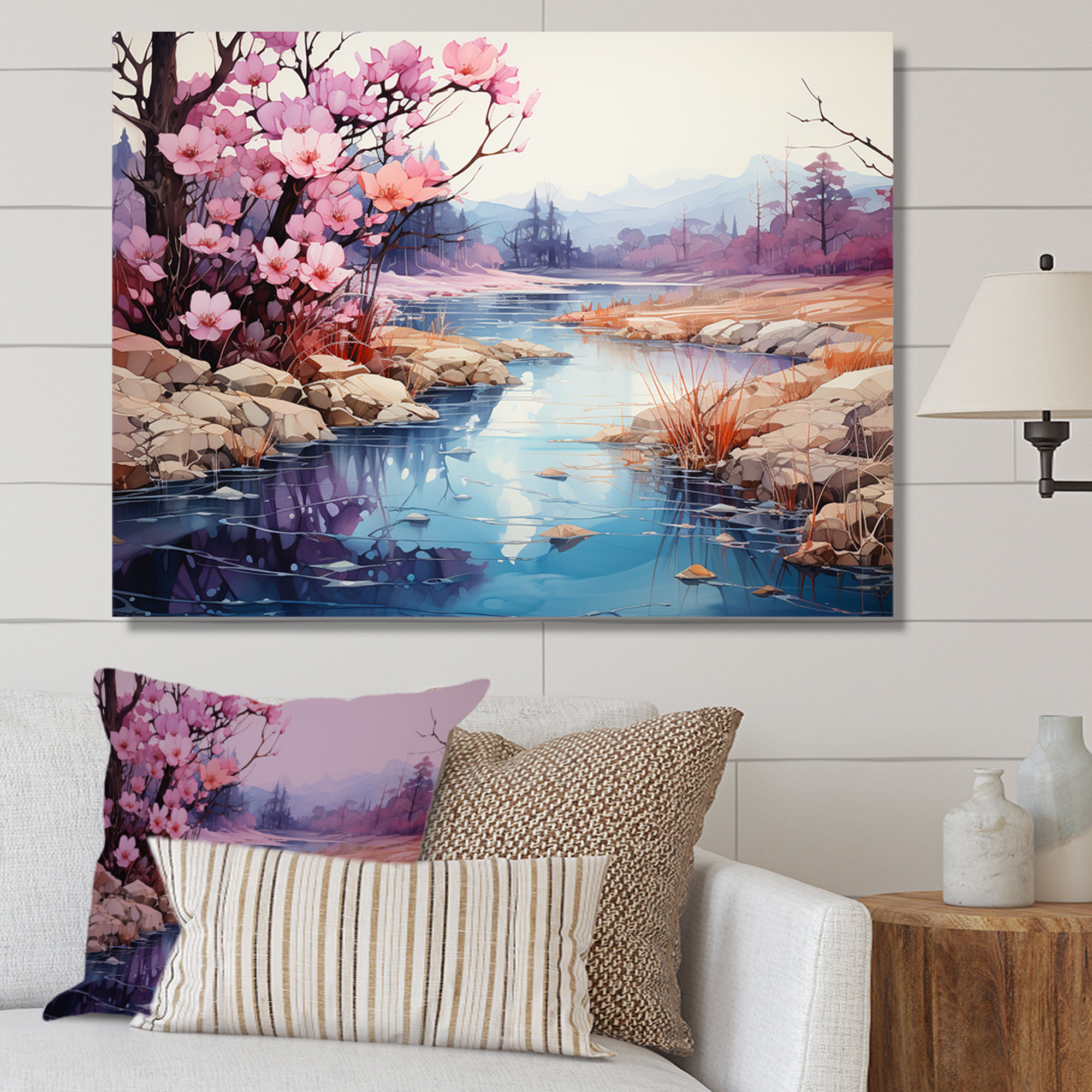Design Art Alcohol Ink River Tranquility - Countryside Wall Art Prints ...