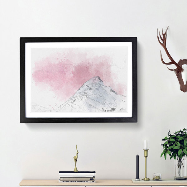 East Urban Home Snowy Mountain - Picture Frame Painting Print | Wayfair ...