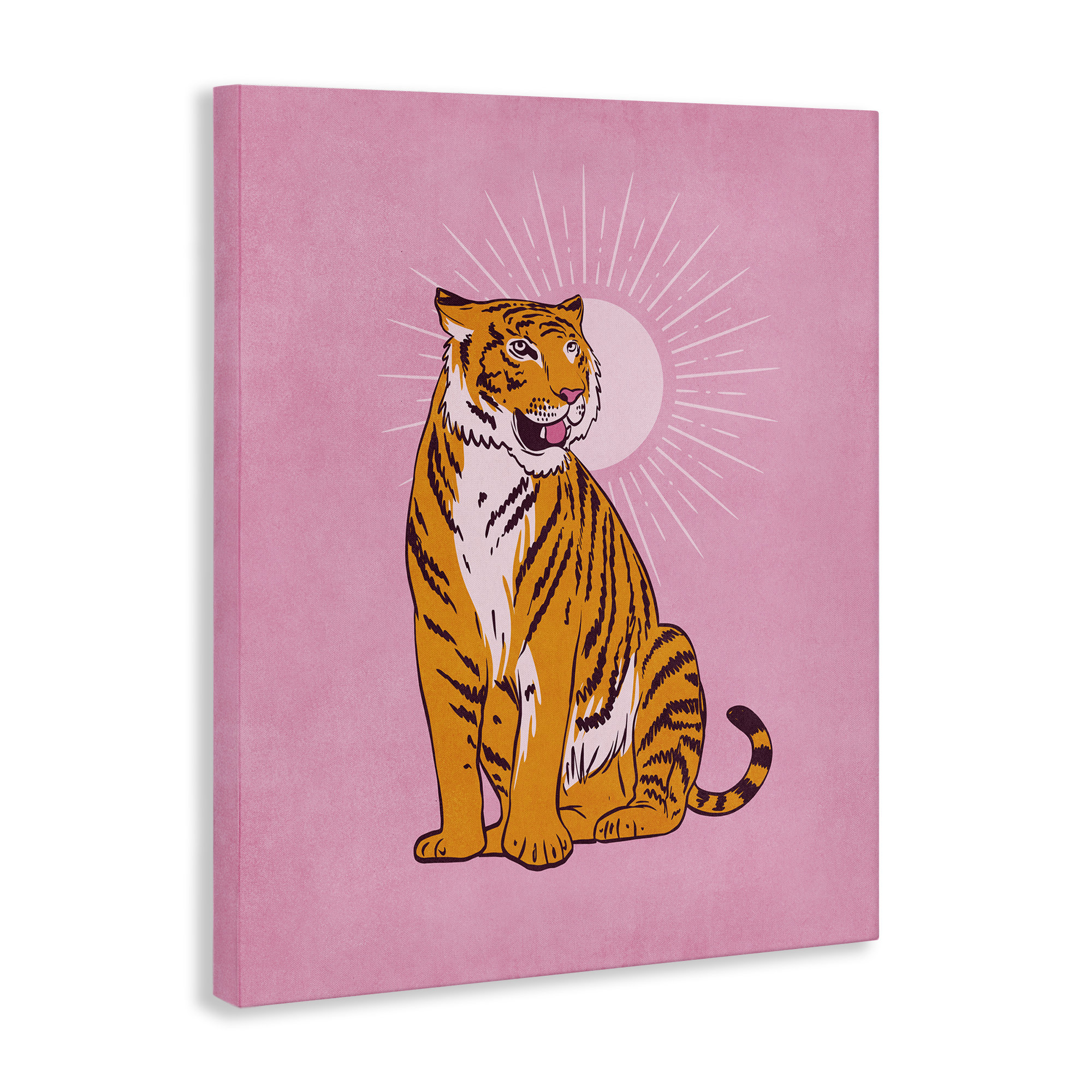 Bungalow Rose Preppy Tiger on Pink Canvas Wall Art by Nataly White ...