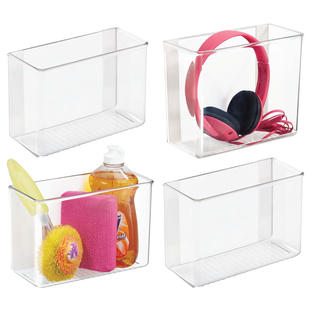 iDesign Adhesive Organizer Bin for Kitchen - Set of 4 - Clear | Wayfair