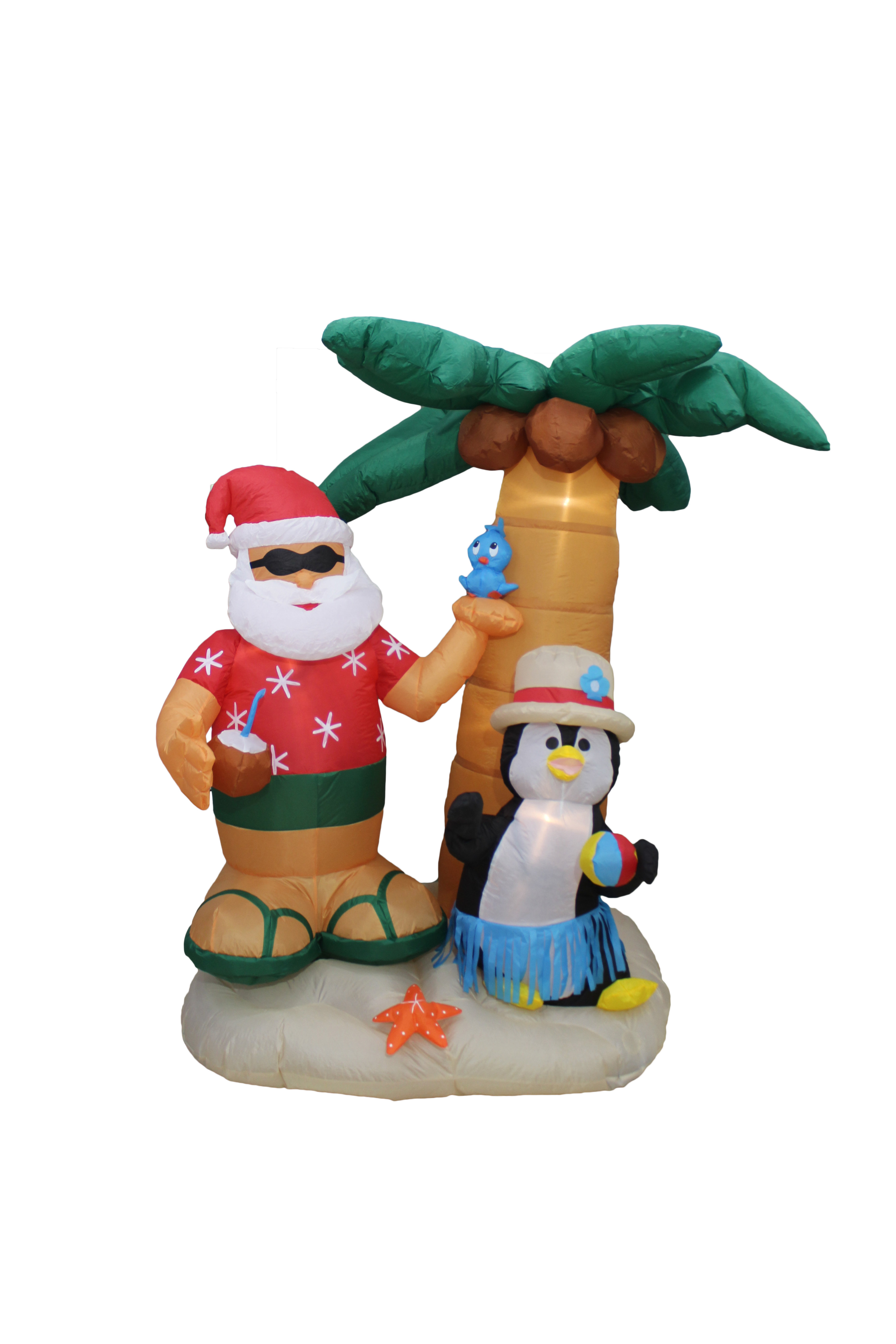 The Holiday Aisle® 7 Foot Tall Lighted Christmas Inflatable Santa Claus ...