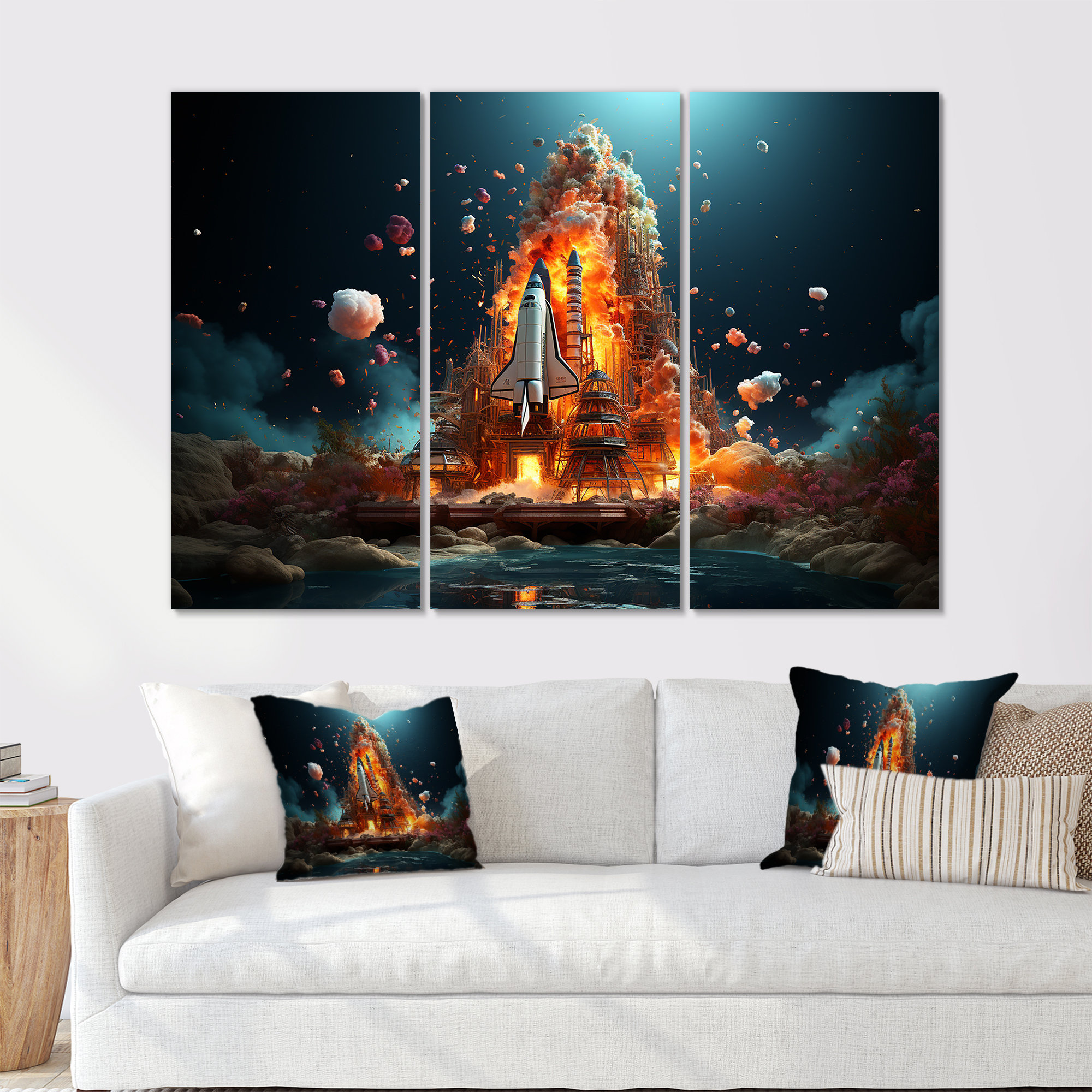 Latitude Run® Blastoff Space Shuttle Launch I - Rocketship Wall Art ...