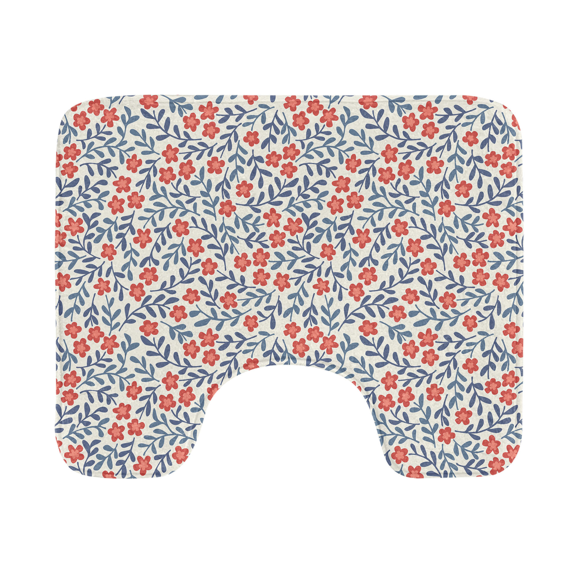 East Urban Home Floral Toilet Mat U-Shape Bathroom Rug 20" Cadet Blue ...