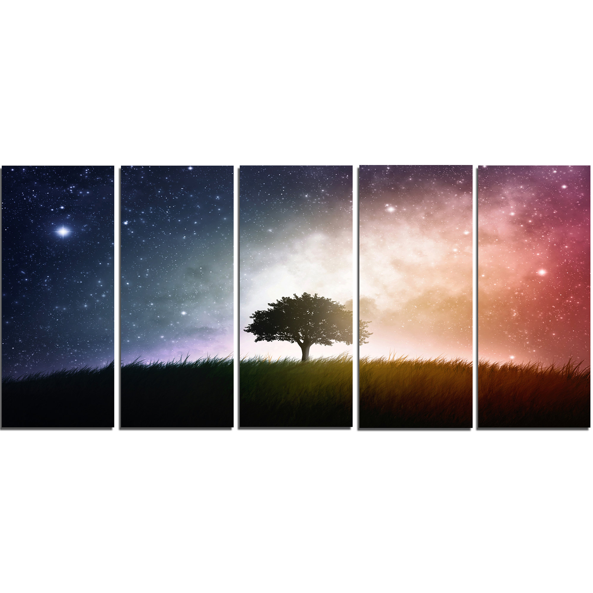 Design Art 'Single Tree Space Background' 5 Piece Graphic Art on ...