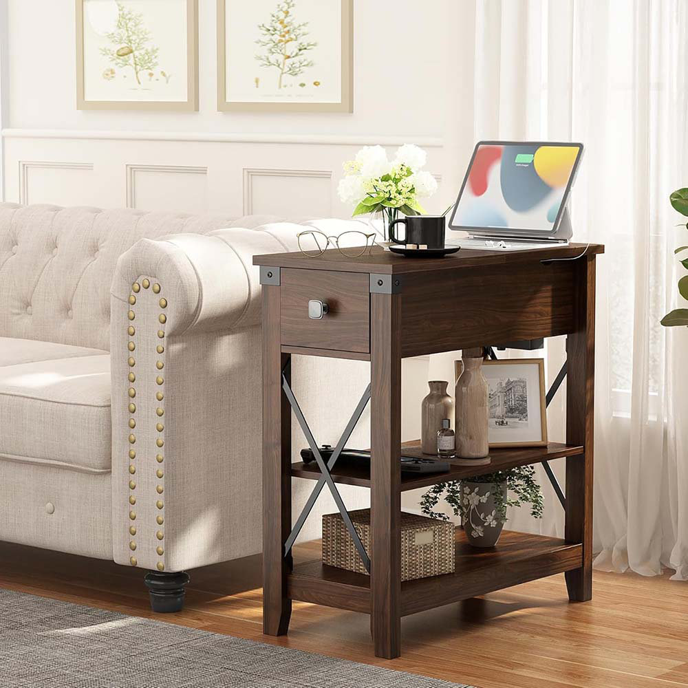 One Allium Way® End Table With Charging Station - Farmhouse Slim Side ...