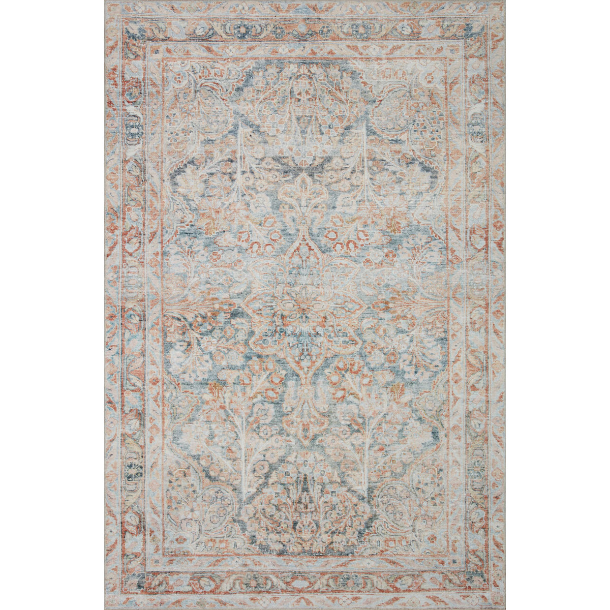 Magnolia Home by Joanna Gaines x Loloi Lenna Ocean / Apricot Area Rug ...