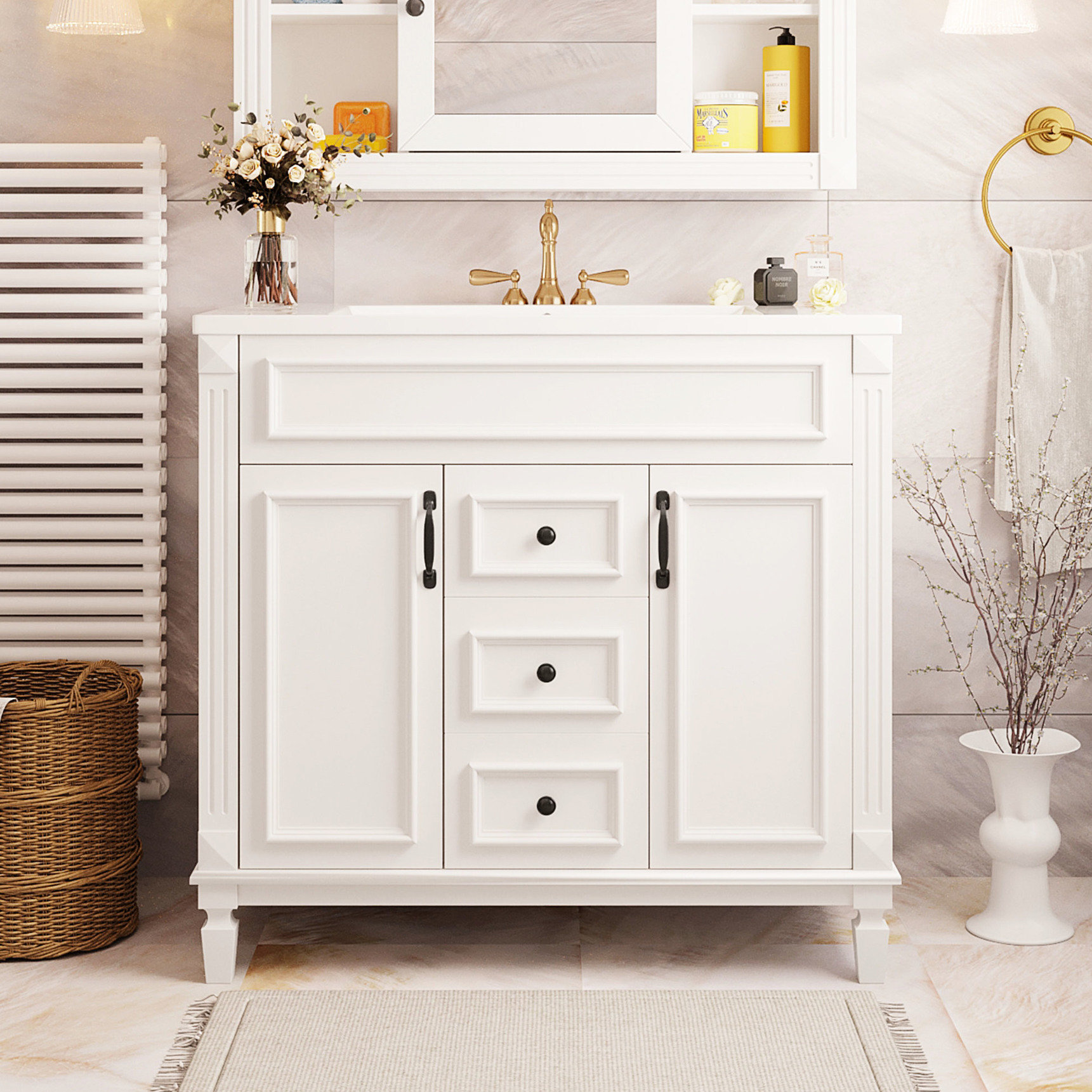 Charlton Home® Modern Bathroom Vanity With Sink And Mirror - Storage ...
