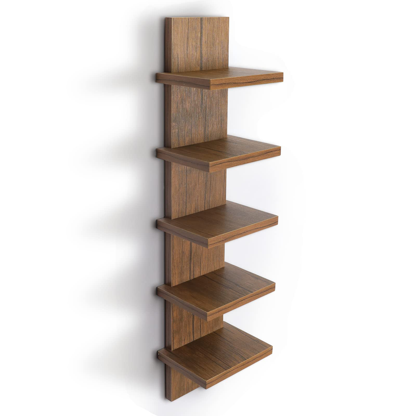 Gracie Oaks 5 Tier Wall Shelves Brown, Vertical Column Shelf Floating ...