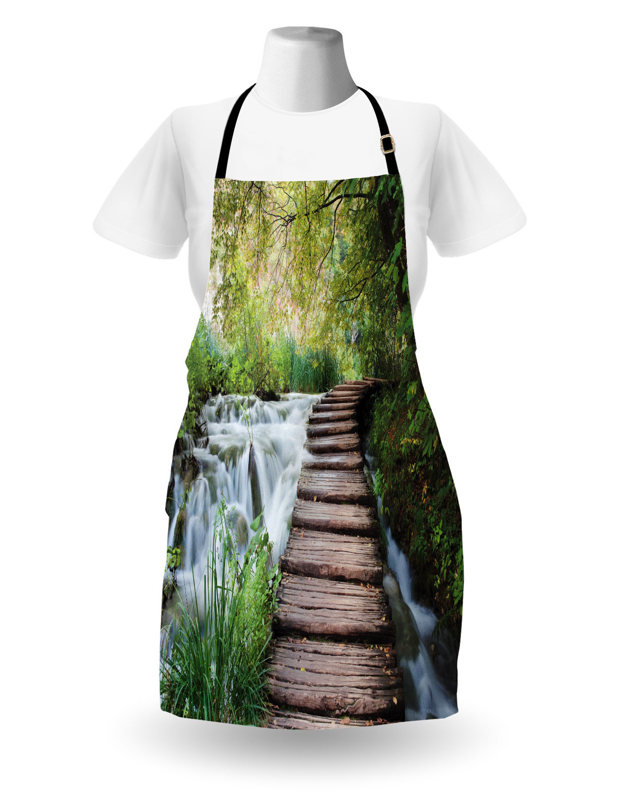 East Urban Home Nature Apron Unisex Stream in Green Jungle Adult Size ...