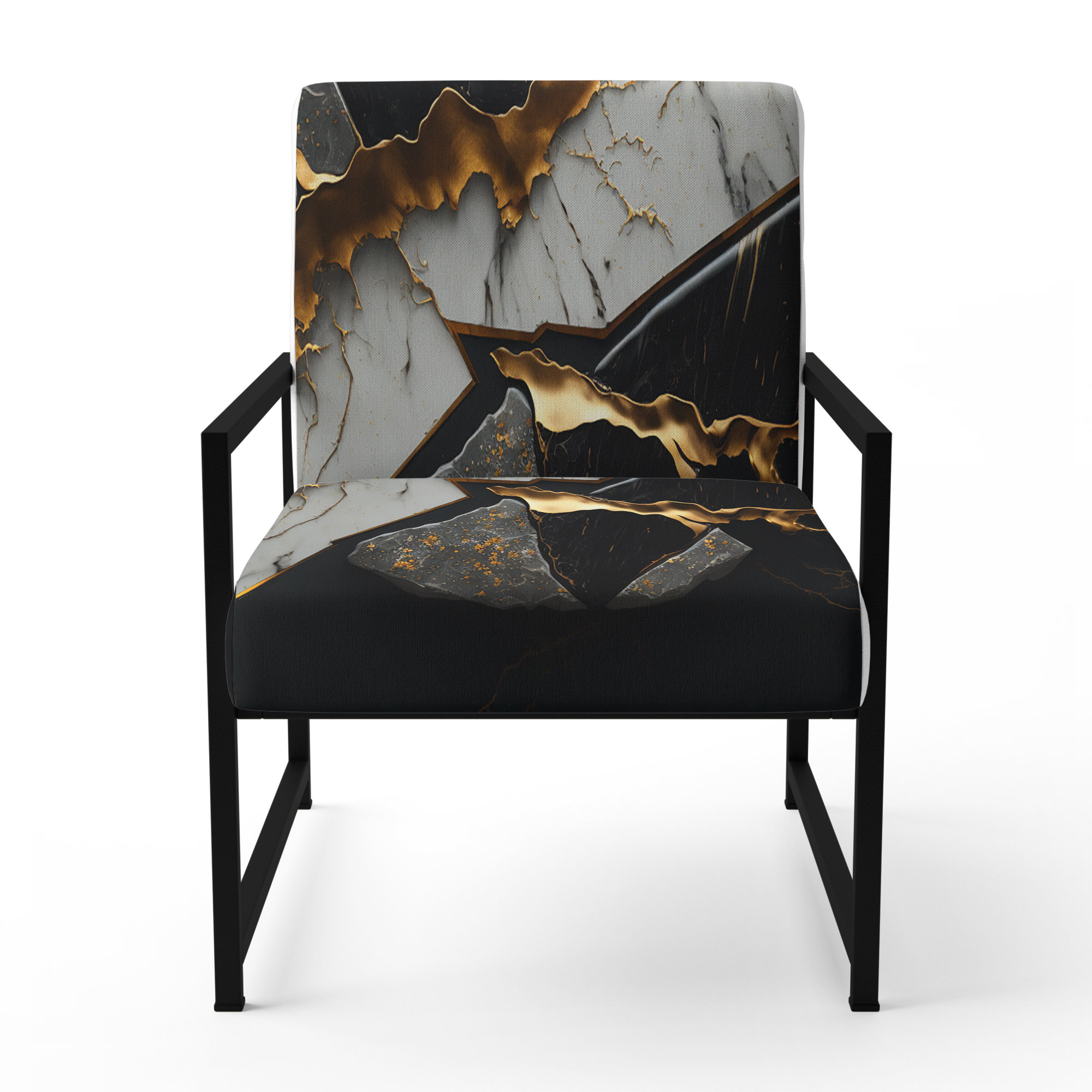 East Urban Home Crymble - Upholstered Abstract Marble Accent Arm Chair ...