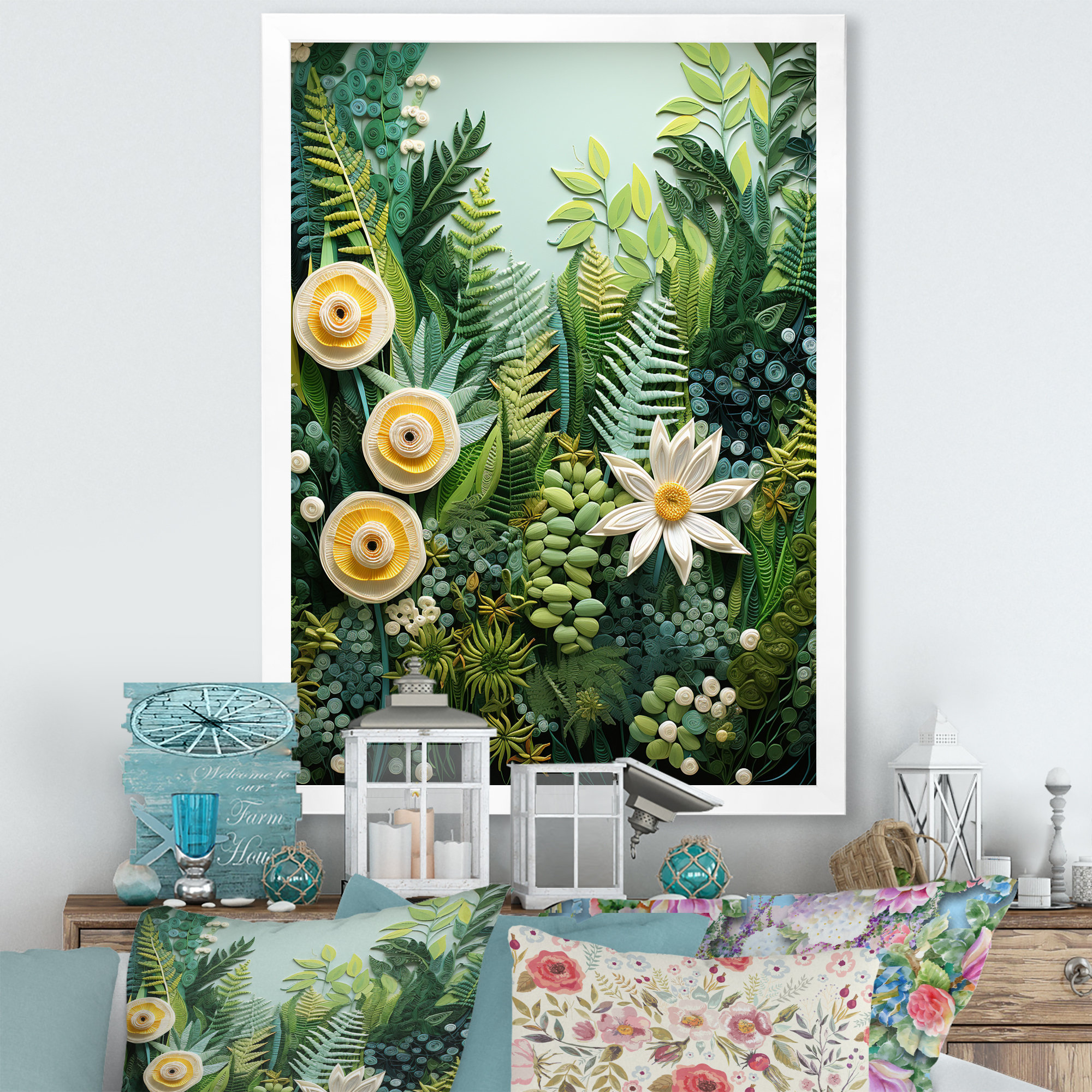 George Oliver Wonderland Ferns In Green World II Framed On Canvas Print ...