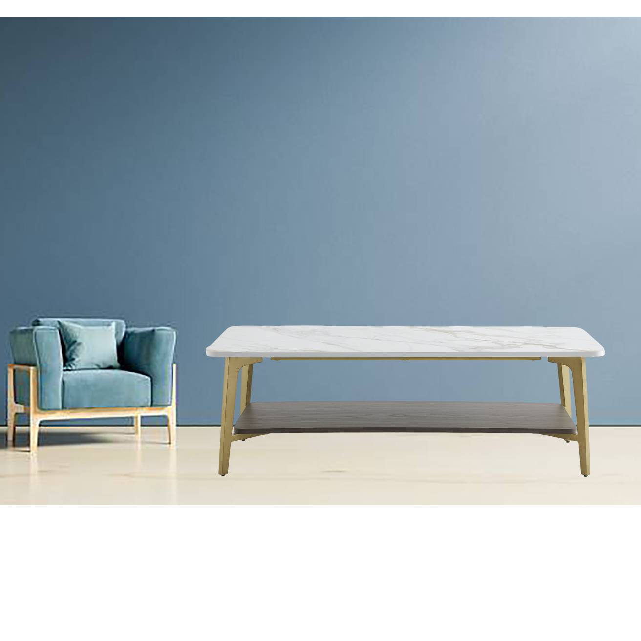 Mercer41 Coffee Table Rectangular Center Table For Living Room Open ...
