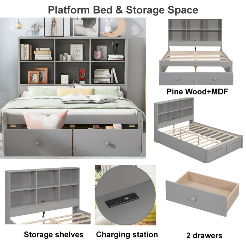 Latitude Run® Pilypas Bookcase Bed | Wayfair
