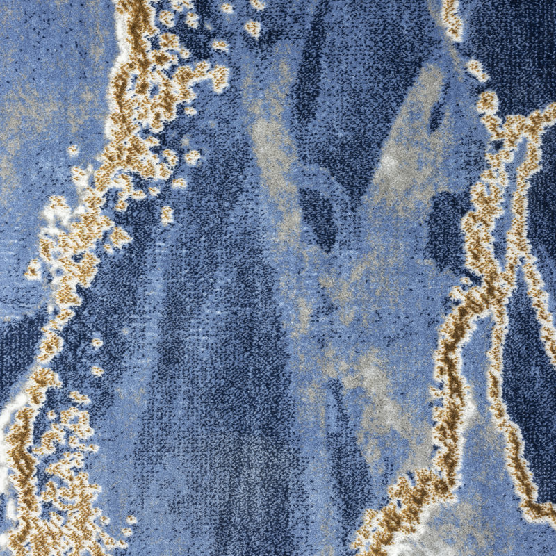 Mercer41 Jasperd Abstract Machine Made Polypropylene Area Rug in Blue ...