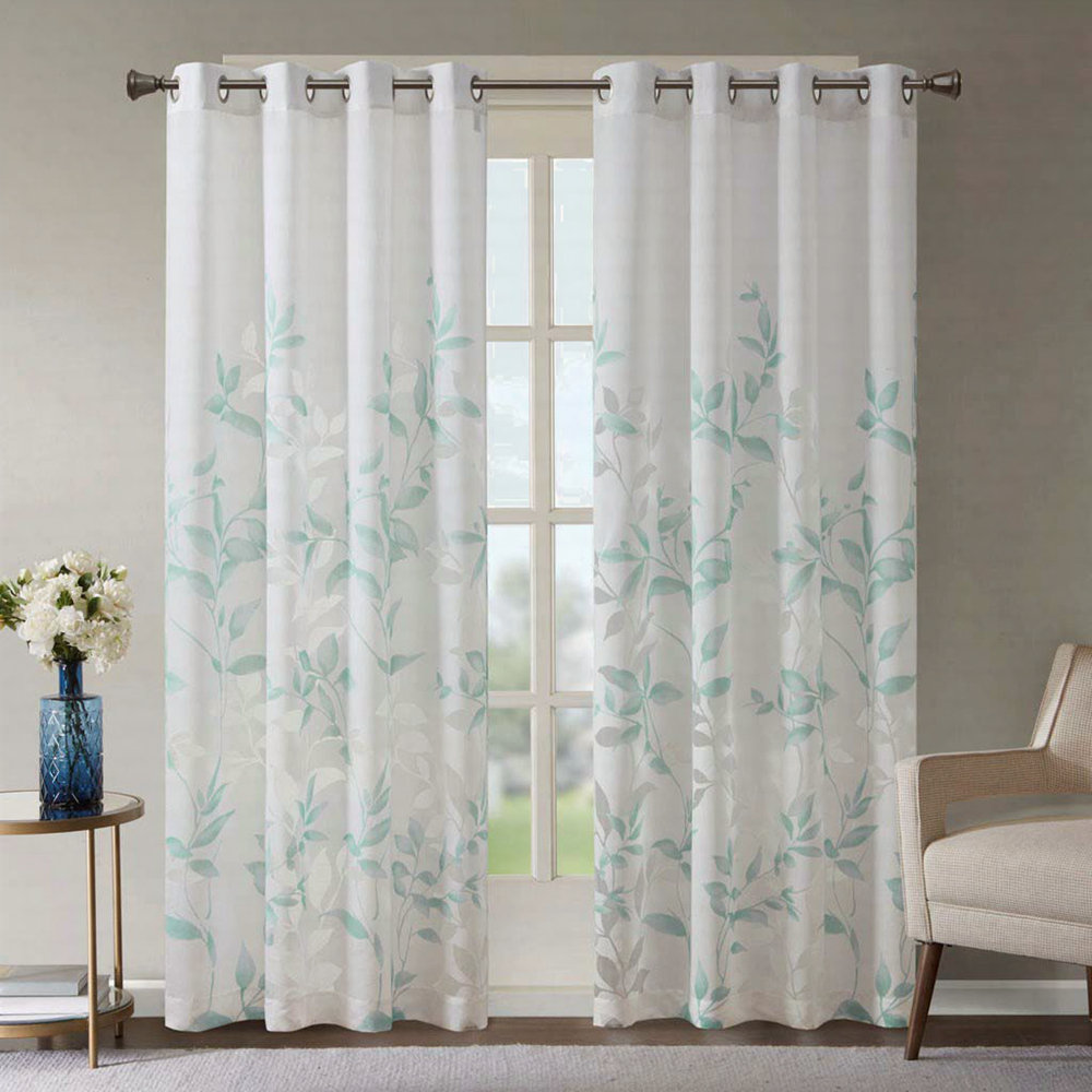 Red Barrel Studio® Burnout Printed Curtain Panel Pair (2 Pcs Window ...