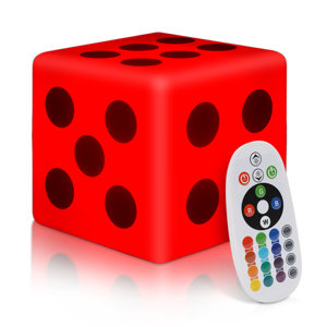 Wrought Studio™ 6" LED Dice Cube Light, 16 Colors Cube Lamp with Remote ...