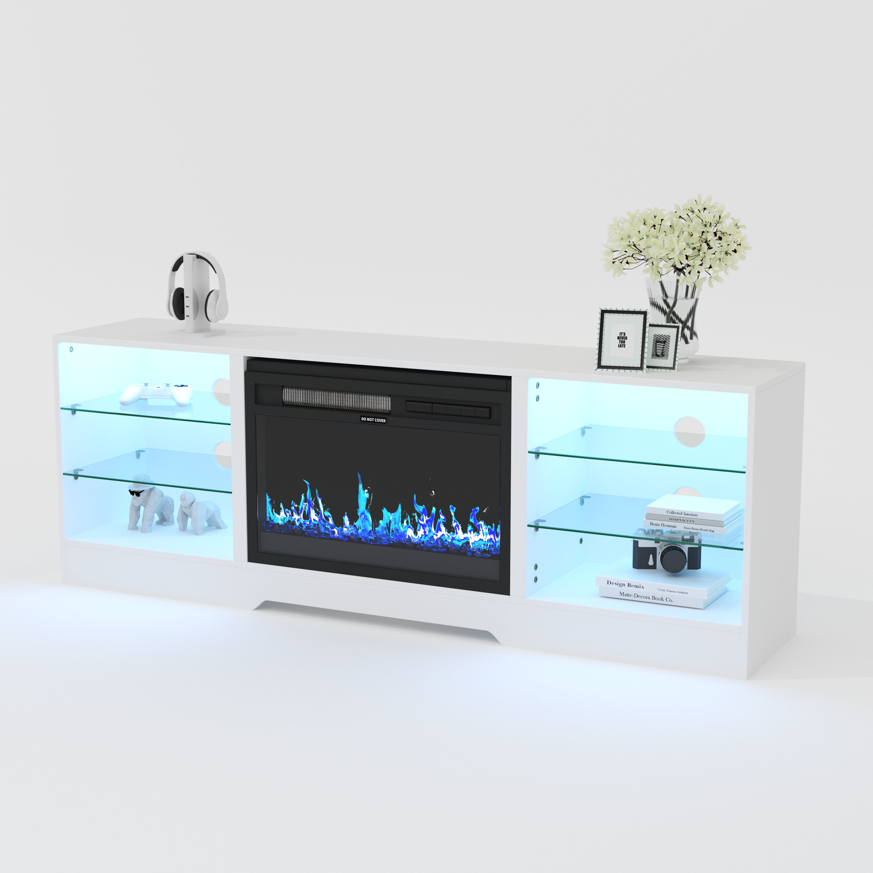 Wrought Studio™ Ryter 63'' W Storage Credenza with Electric Fireplace ...