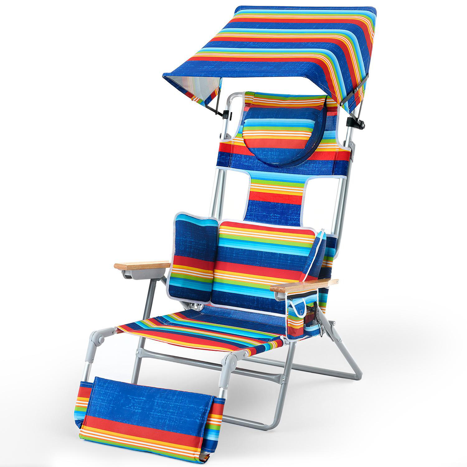 Rosecliff Heights Backpack Folding Beach Chair With Adjustable Sunshade ...