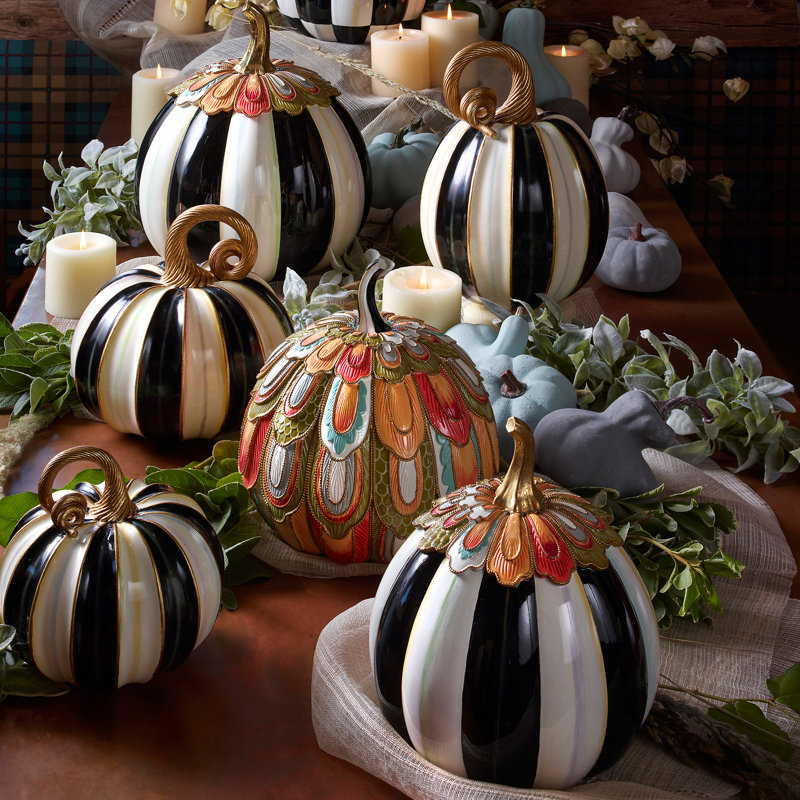 MacKenzie-Childs Elegant Stripe Large Pumpkin | Wayfair