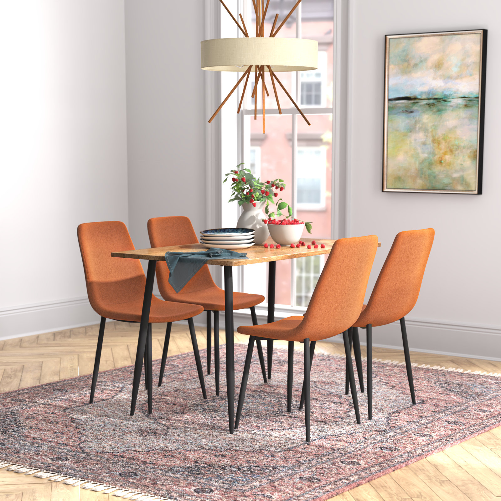 orange dining room table set