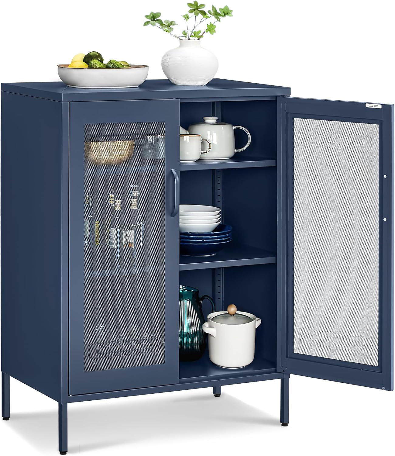 Latitude Run® Metal Storage Cabinet With Mesh Doors, Steel Display ...