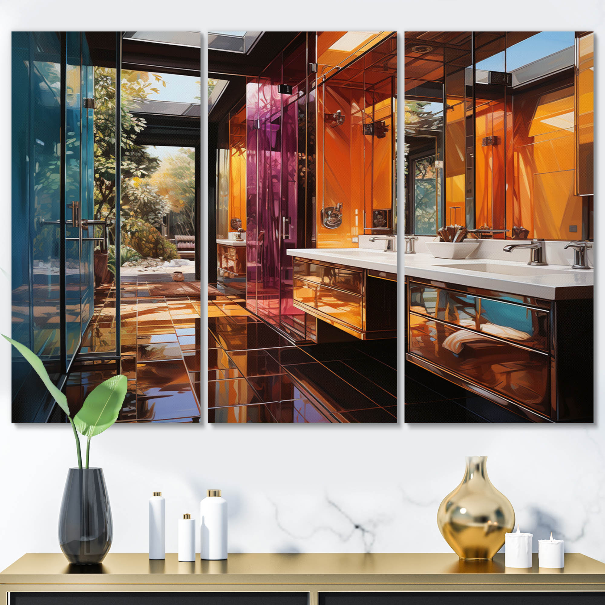 Design Art Bathroom Abstract Reflections III - Bath & Laundry Metal ...