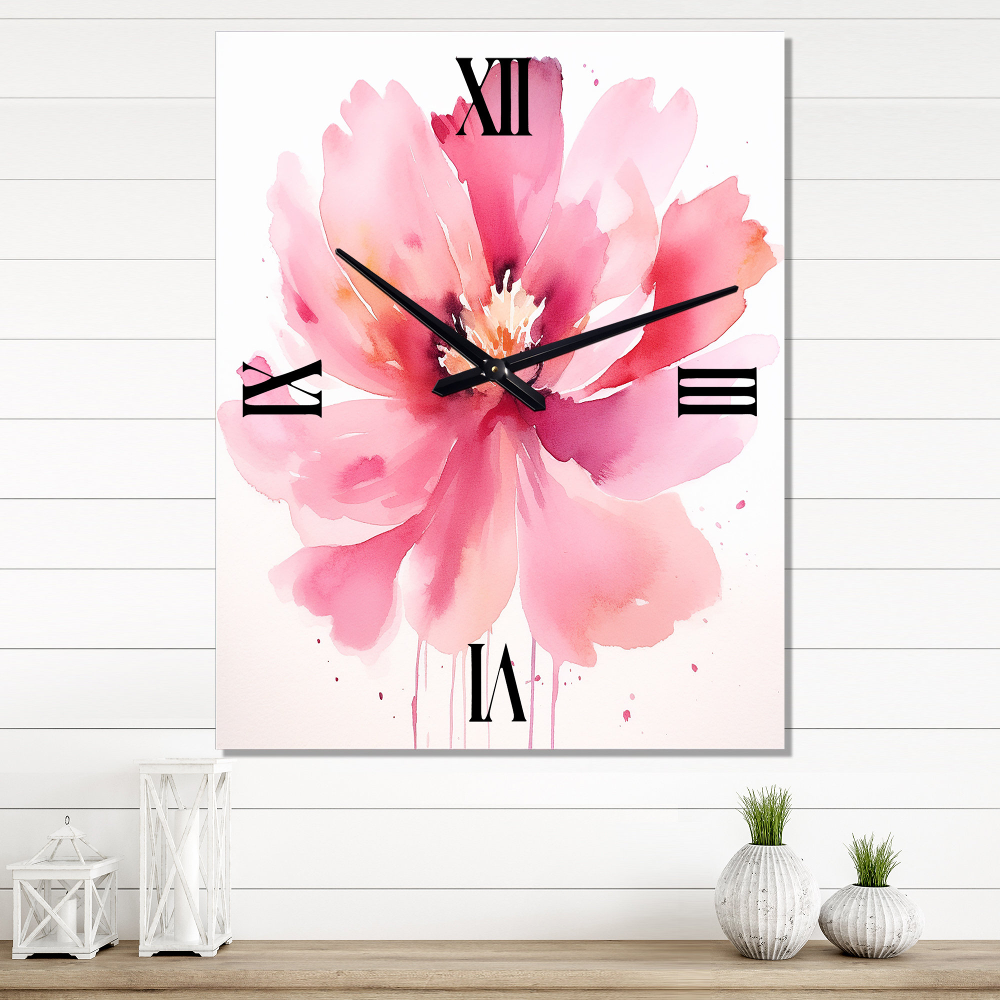 Design Art Delicate Pink Hibiscus Flower Blooming Watercolor - Flowers ...