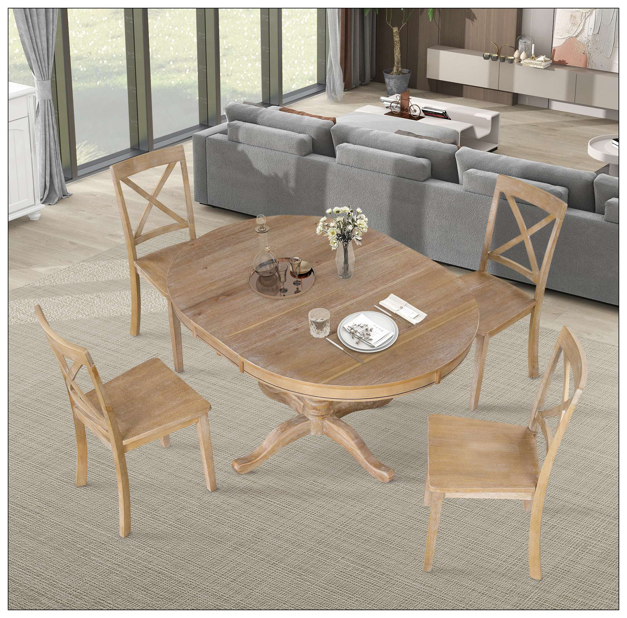 August Grove® Budyoni 4 - Person Breakfast Nook Modern Dining Table Set ...