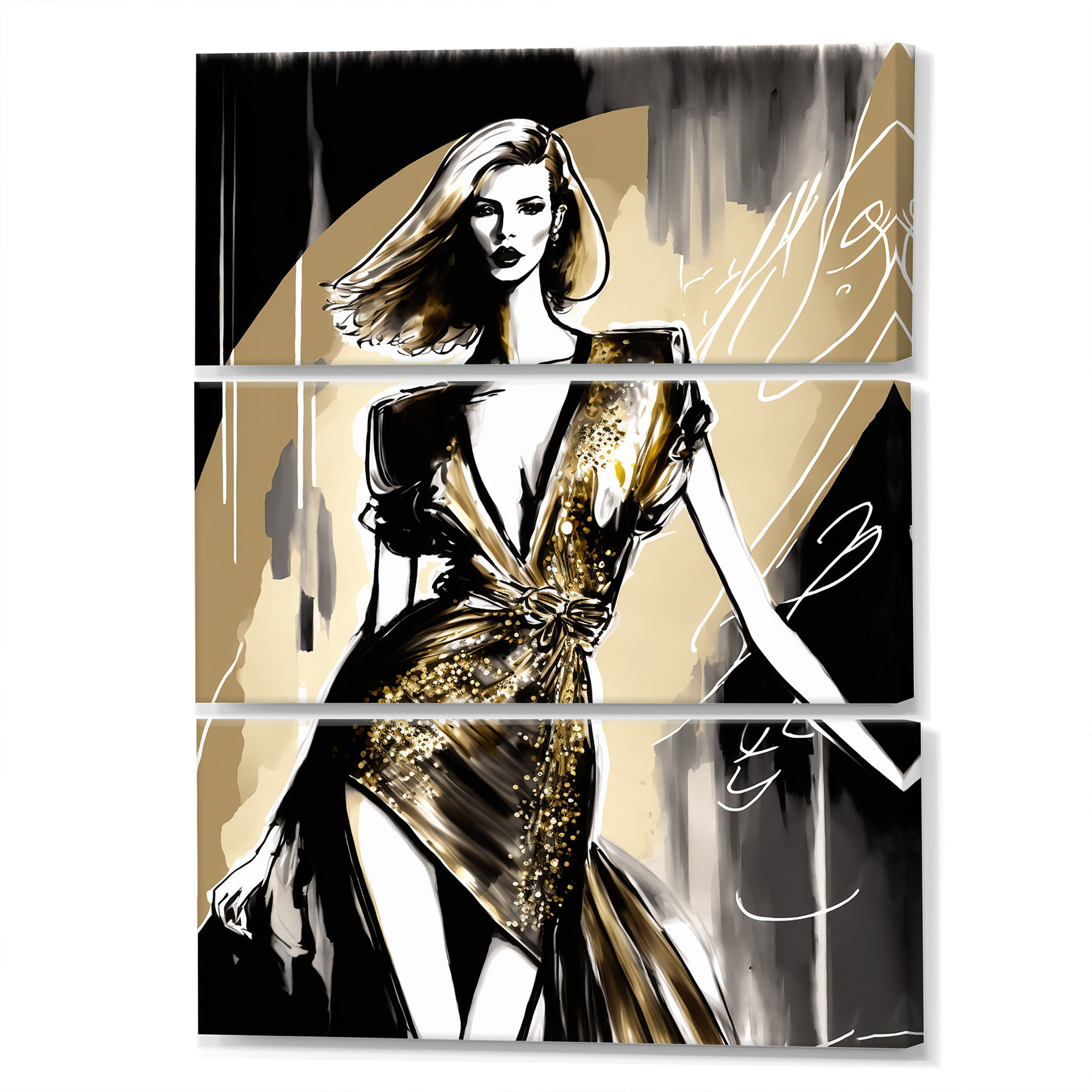 Mercer41 Fashion Model In Retro Gold Design IV " Fashion Model In Retro ...