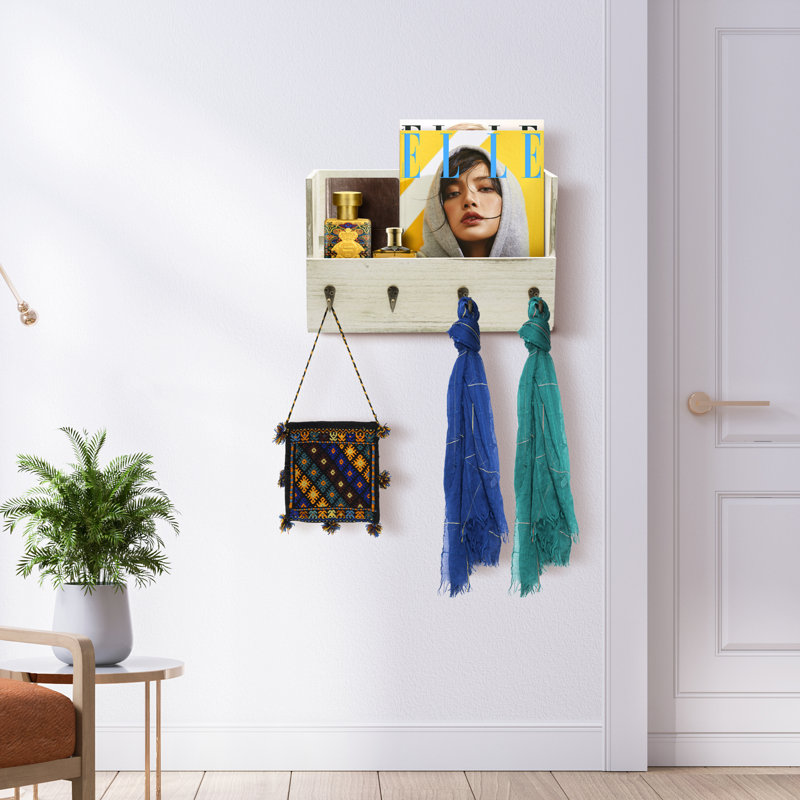 Sorbus Key Holder Mail Wall Mounted Shelf in Grey | Wayfair